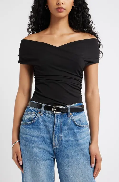 OPEN EDIT Crossover Off The Shoulder Top - Black