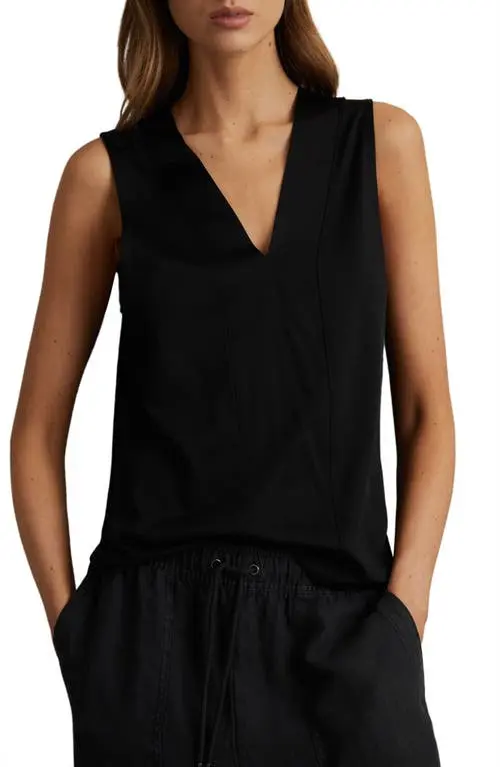REISS Mira Sleeveless Wool & Cashmere Top - Black
