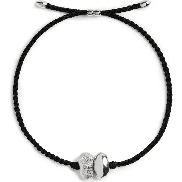 Monica Vinader Antica Cord Bracelet With Gold-plated Beads - Sterling Silver
