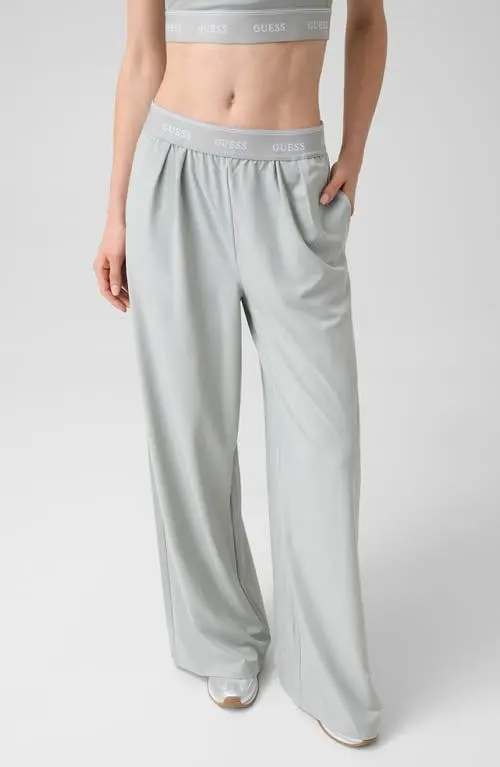 Guess Selene Wide Leg Sweatpants With Logo Waistband - Open Grey