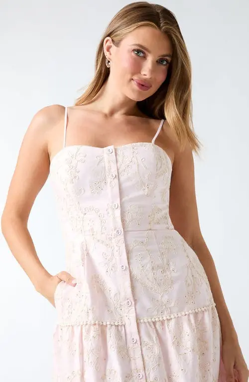 Guess Evelyn Eyelet Embroidery Midi Dress