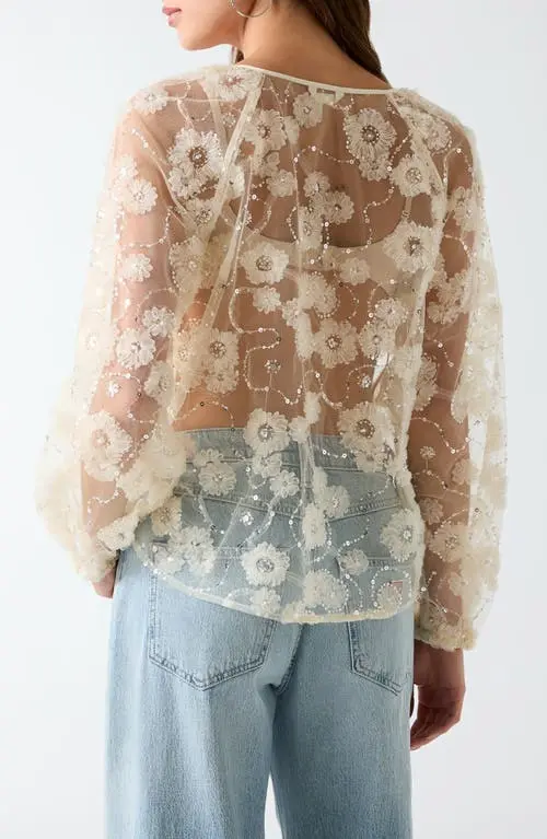 Guess Sequin Embellished Sheer Blouse With Front Tie