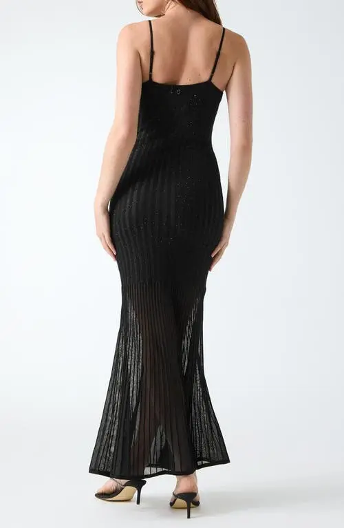 Guess Meena Rib Knit Sheer Maxi Dress - Black