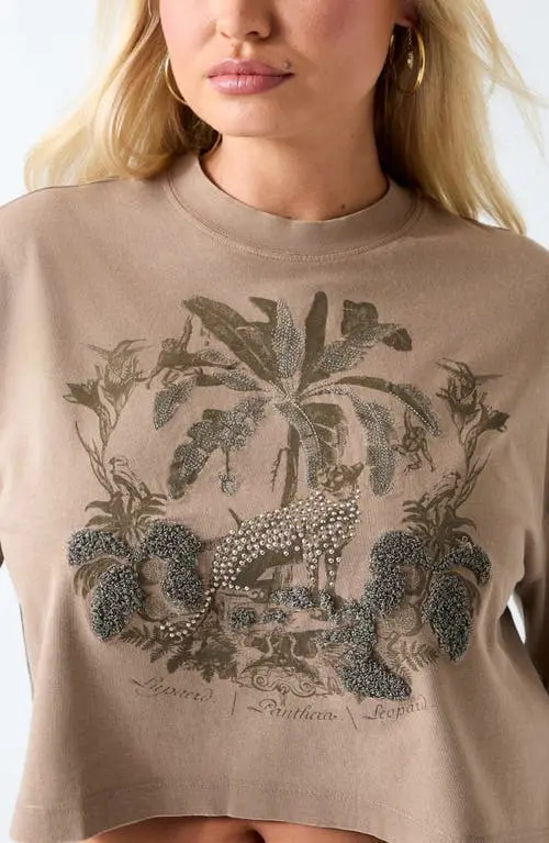 Guess Beaded Jungle Resort Crop T-shirt