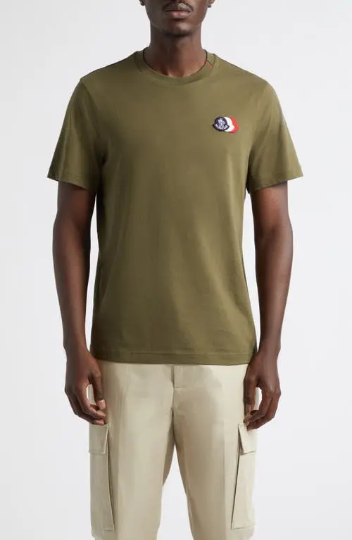 Moncler Tricolor Logo Patch T-shirt - Olive Night