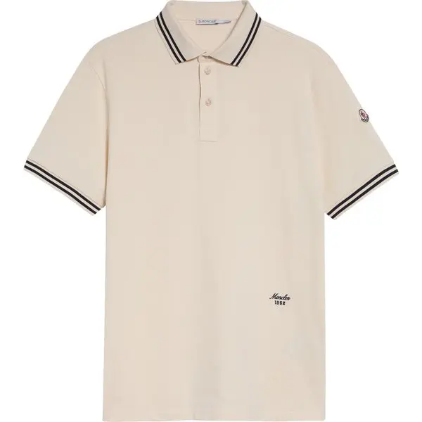 Moncler Tipped Cotton Piqué Polo - Ivory