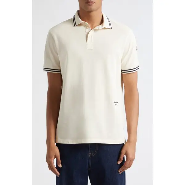 Moncler Tipped Cotton Piqué Polo - Ivory