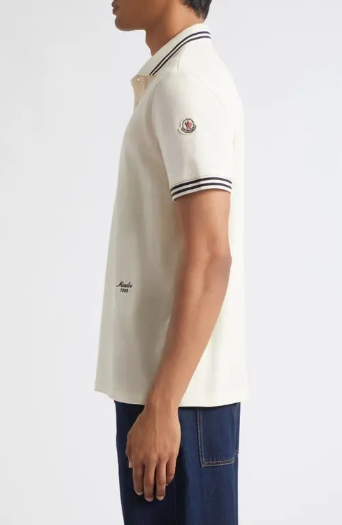 Moncler Tipped Cotton Piqué Polo - Ivory