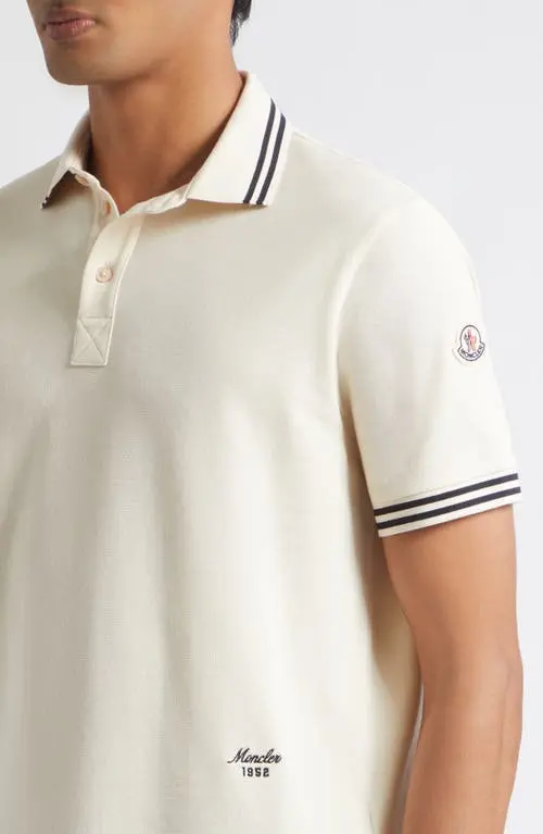 Moncler Tipped Cotton Piqué Polo - Ivory