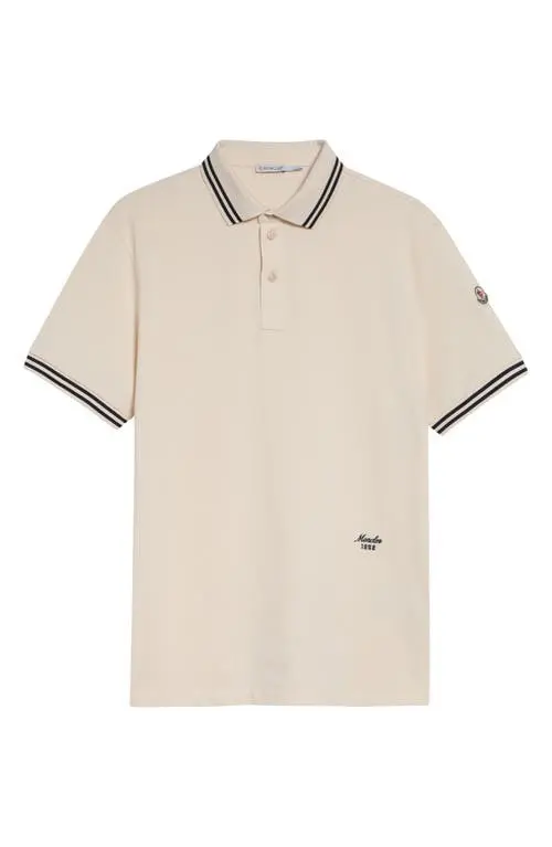 Moncler Tipped Cotton Piqué Polo - Ivory