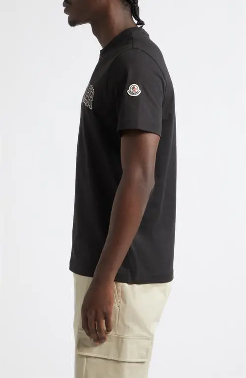 Moncler Logo Patch Graphic T-shirt - Black