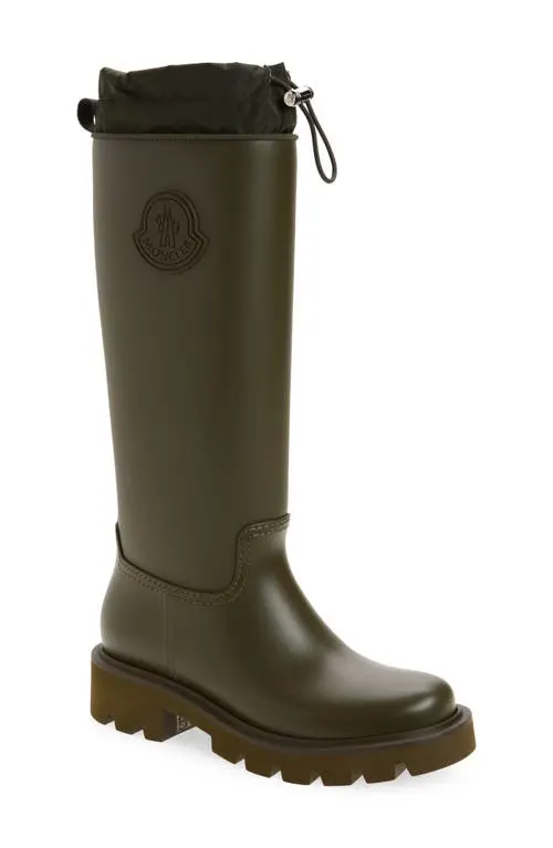 Moncler Knee-high Waterproof Rain Boots With Lug Sole - Winter Moss