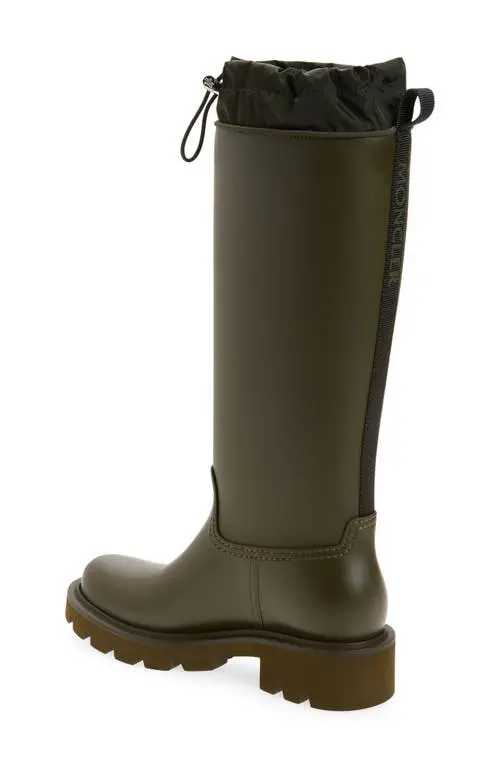 Moncler Knee-high Waterproof Rain Boots With Lug Sole - Winter Moss