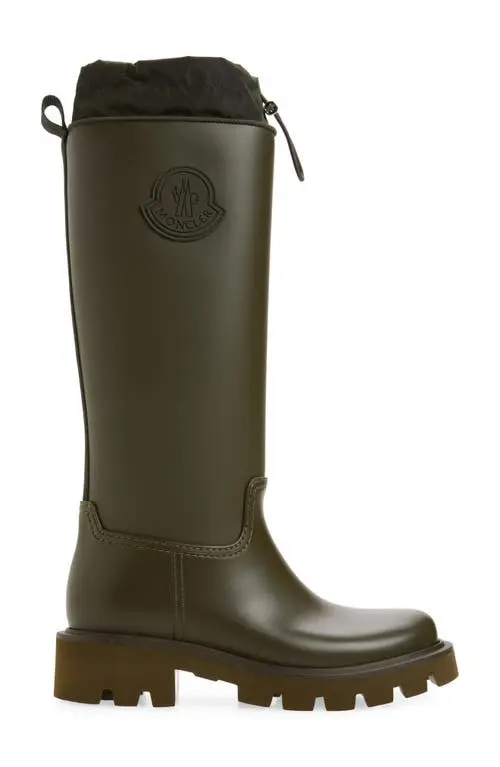 Moncler Knee-high Waterproof Rain Boots With Lug Sole - Winter Moss