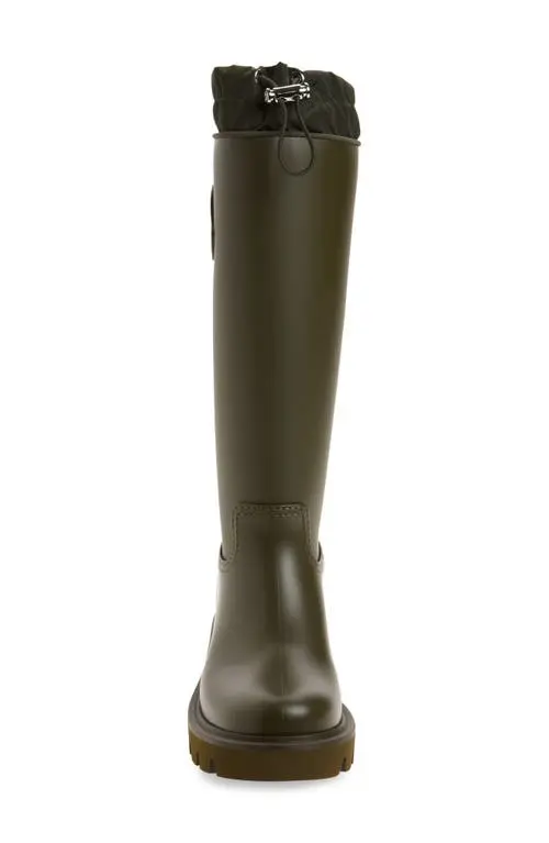 Moncler Knee-high Waterproof Rain Boots With Lug Sole - Winter Moss