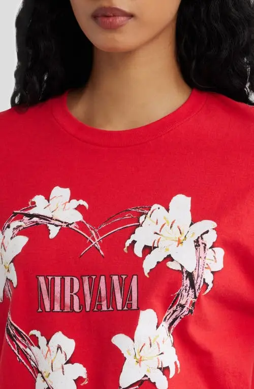 MERCH TRAFFIC Nirvana Heart Shaped Cotton Graphic T-shirt