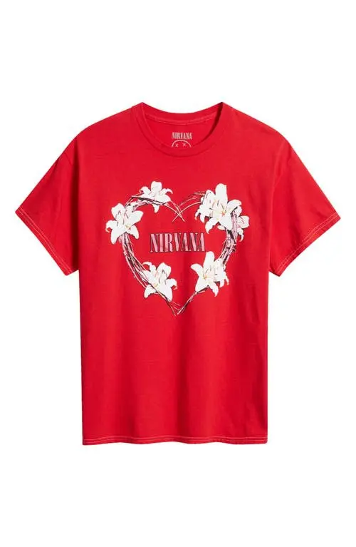 MERCH TRAFFIC Nirvana Heart Shaped Cotton Graphic T-shirt