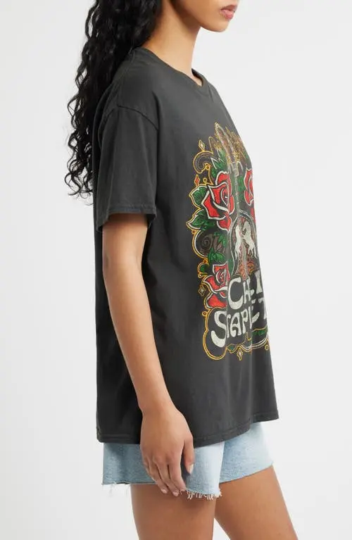 MERCH TRAFFIC Chris Stapleton Floral Rose Cotton Graphic T-shirt