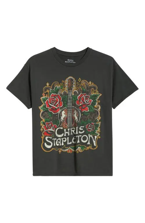 MERCH TRAFFIC Chris Stapleton Floral Rose Cotton Graphic T-shirt