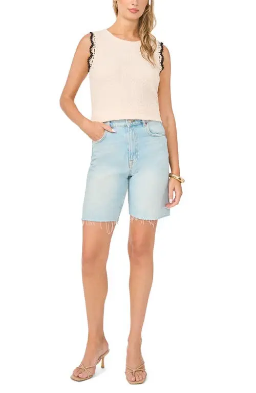 Vince Camuto Sleeveless Scalloped Tweed Top