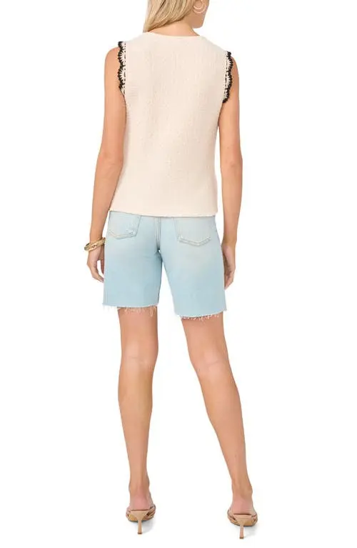 Vince Camuto Sleeveless Scalloped Tweed Top
