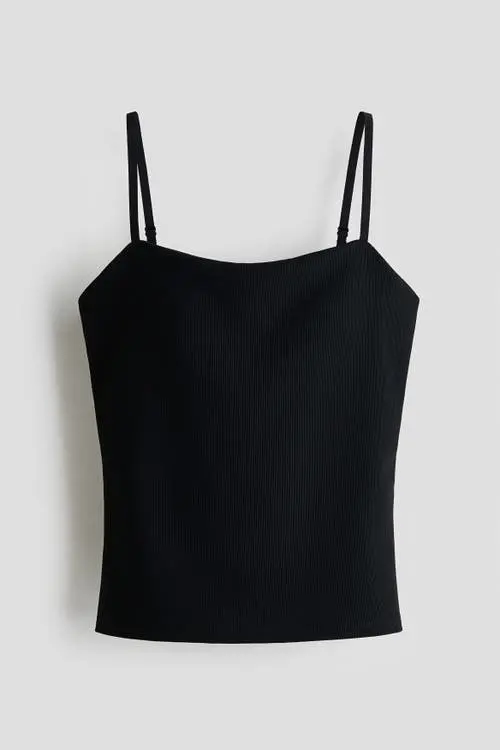 H&m Cooling Four-way Stretch Slim Fit Strappy Top - Black