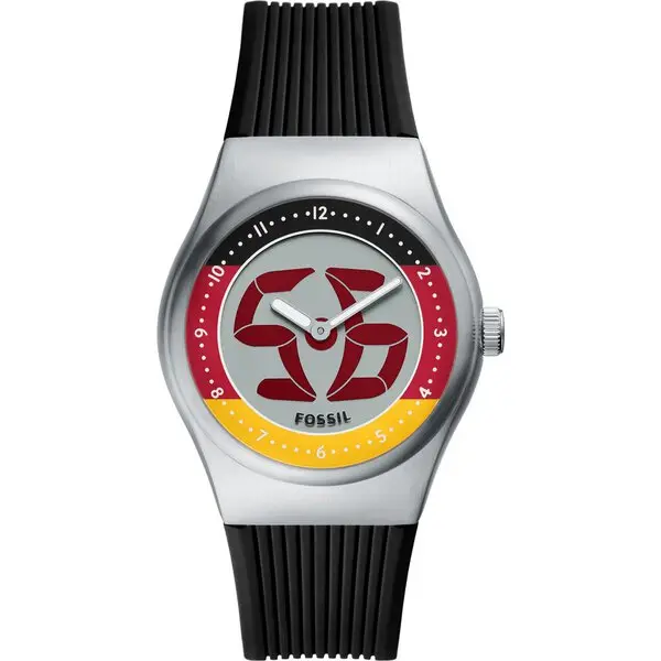 Fossil World Flags Big Tic® Anadigi Silicone Strap Watch - Black