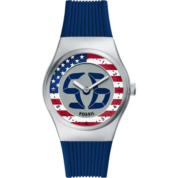Fossil Big Tic Anadigi Silicone Strap Watch - Blue