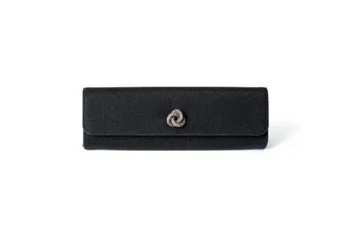 MICHELLE WILHITE Loulou Clutch With Embellished Knot Hardware - Black
