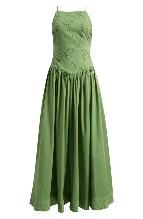 Topshop Embroidered Cotton Maxi Dress
