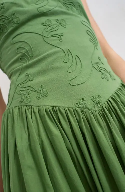 Topshop Embroidered Cotton Maxi Dress