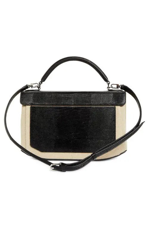 TOTEME Clip Canvas & Lizard Embossed Leather Top Handle Bag
