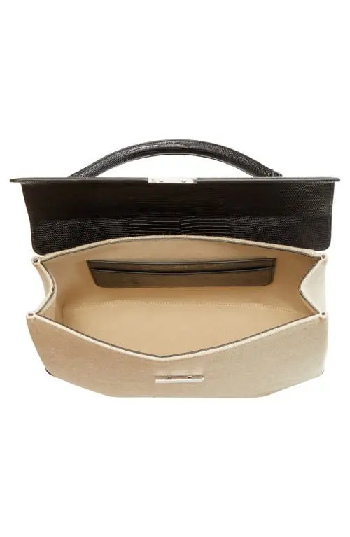 TOTEME Clip Canvas & Lizard Embossed Leather Top Handle Bag