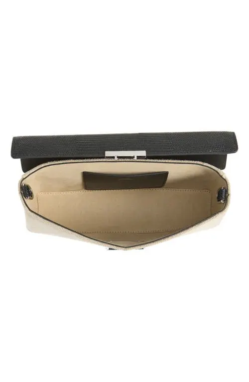 TOTEME Clip Canvas & Lizard Embossed Leather Top Handle Bag