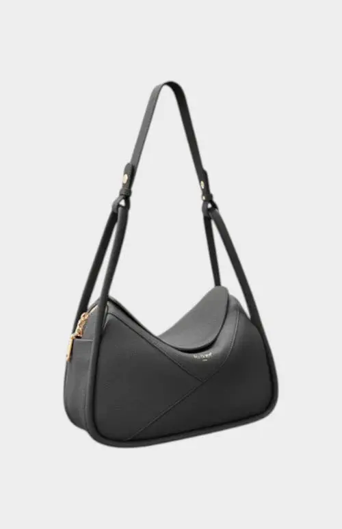 MI BOLSA LONDON Carnaby Genuine Togo Leather Shoulder Bag - Ink