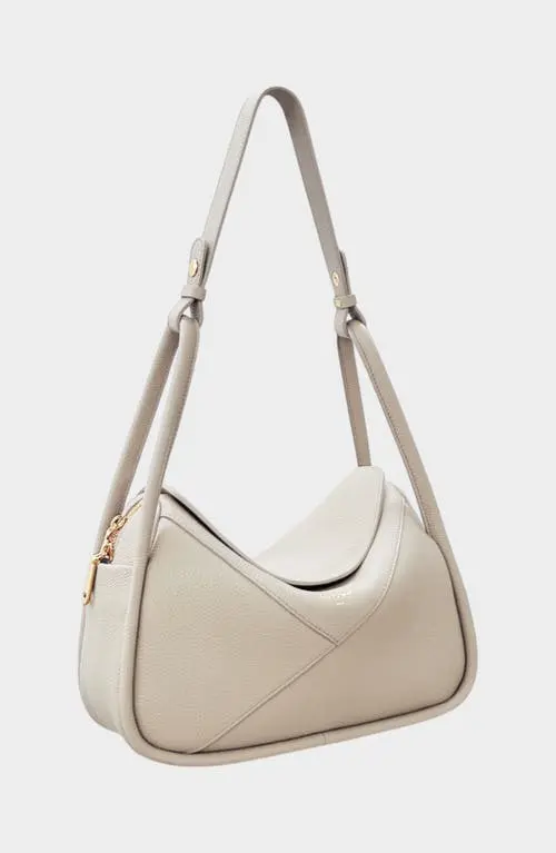 MI BOLSA LONDON Carnaby Genuine Togo Leather Shoulder Bag - White