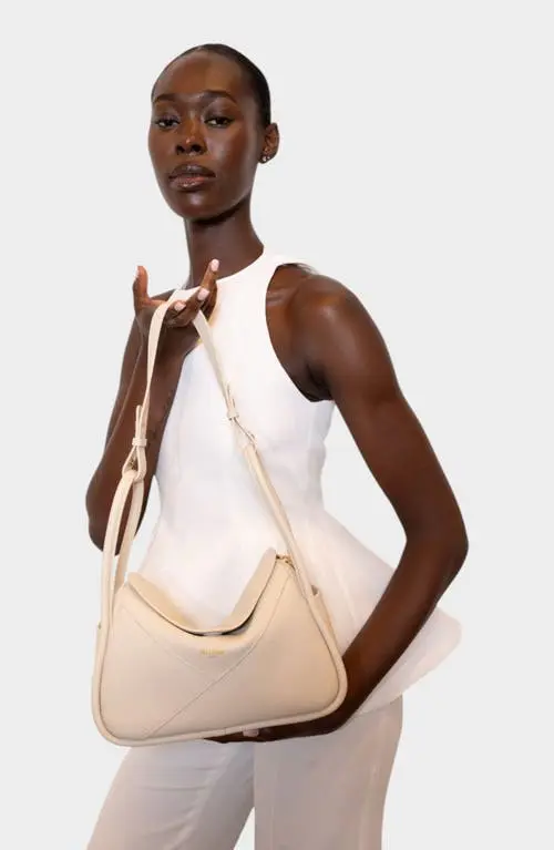 MI BOLSA LONDON Carnaby Genuine Pebble Leather Shoulder Bag - White