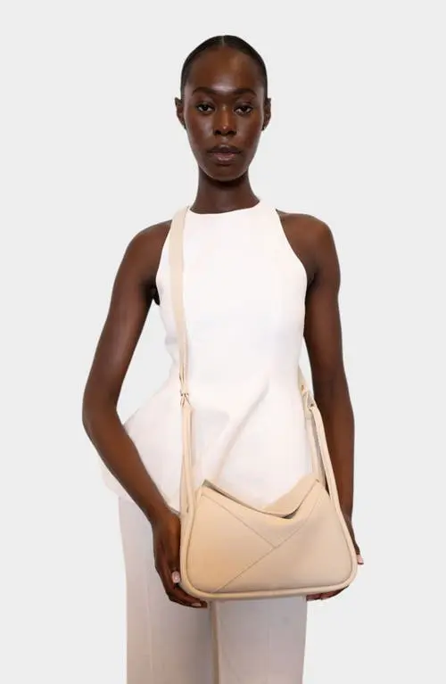 MI BOLSA LONDON Carnaby Genuine Pebble Leather Shoulder Bag - White