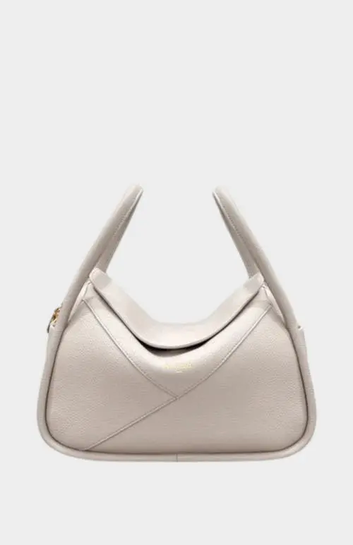 MI BOLSA LONDON Carnaby Genuine Pebble Leather Shoulder Bag - White