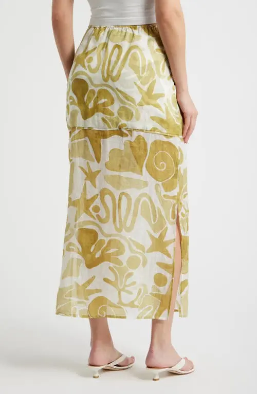 A.REN Irisa Print Linen Maxi Skirt