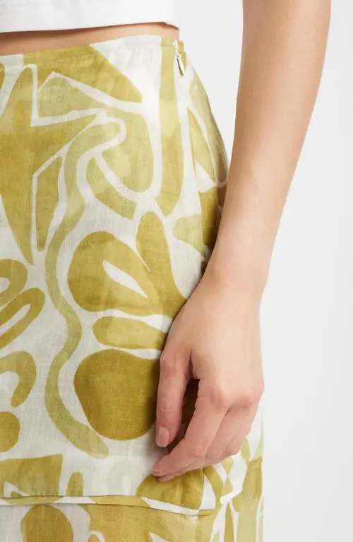 A.REN Irisa Print Linen Maxi Skirt
