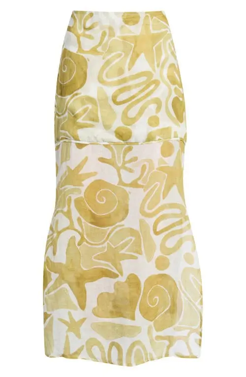 A.REN Irisa Print Linen Maxi Skirt