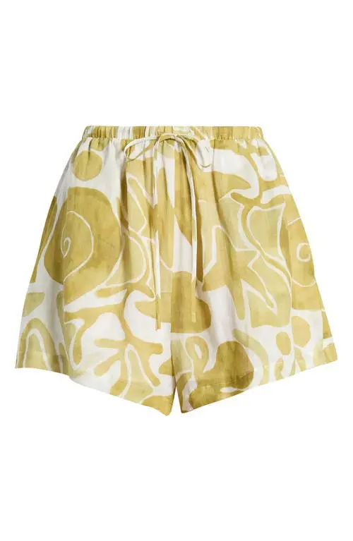 A.REN Irisa Abstract Print Linen Shorts