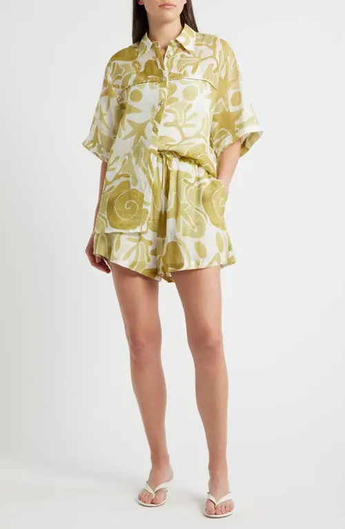 A.REN Irisa Abstract Print Linen Shorts
