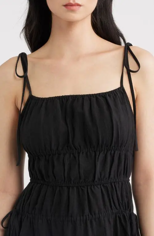 A.REN Novella Tie Strap Linen Maxi Dress