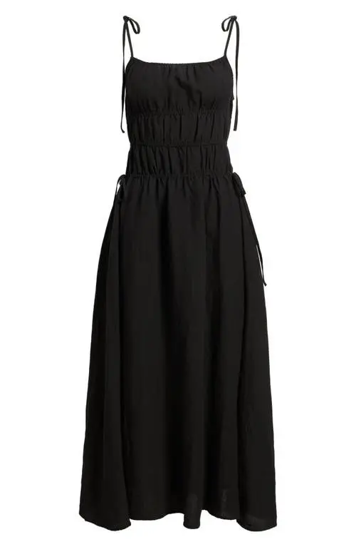 A.REN Novella Tie Strap Linen Maxi Dress