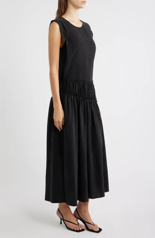 A.REN Aisling Maxi Dress With Asymmetric Shirring And Tie Detail - Black