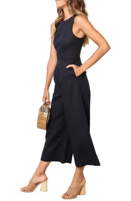 PETAL & PUP Sleeveless Jewel Neck Wide Leg Jumpsuit