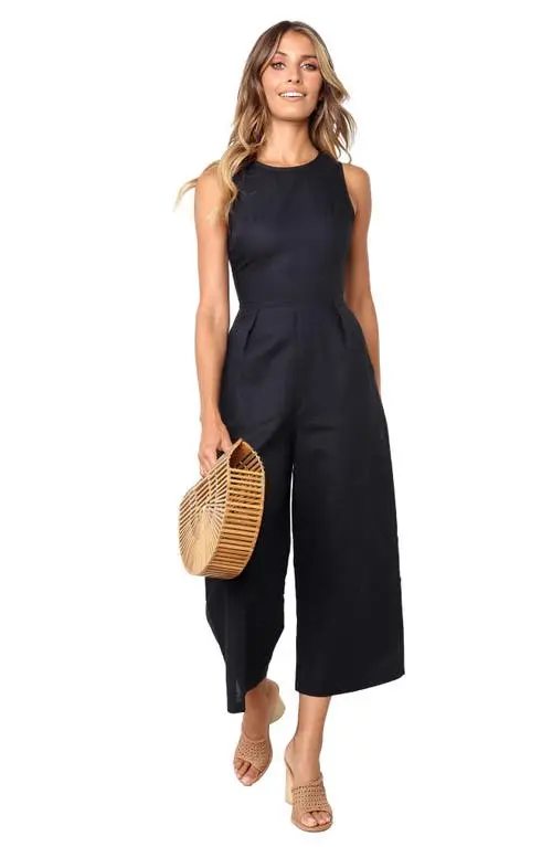 PETAL & PUP Sleeveless Jewel Neck Wide Leg Jumpsuit