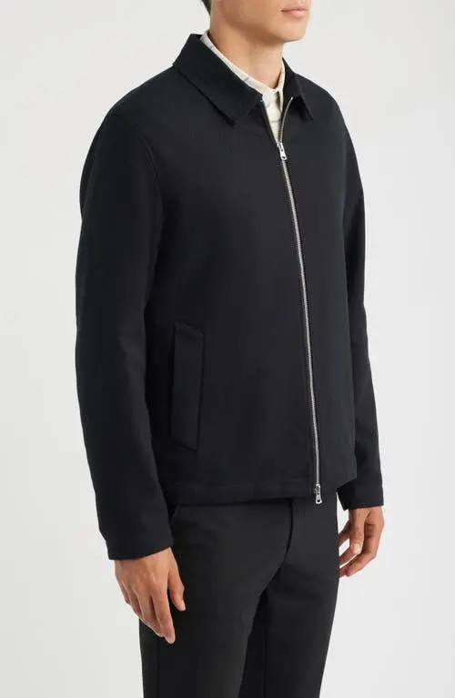 Vince Cotton Blend Zip Jacket With Plaid Lining - Black